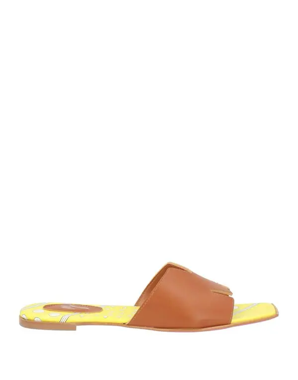 MANILA GRACE Synthetic Material Slide Sandals - Brown