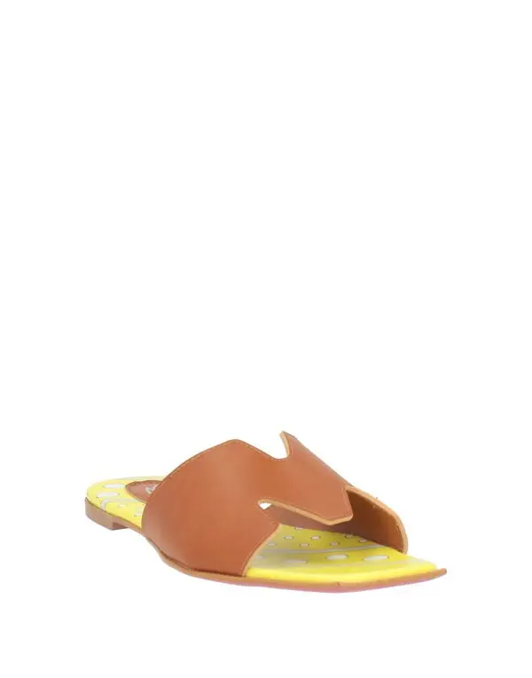 MANILA GRACE Synthetic Material Slide Sandals - Brown