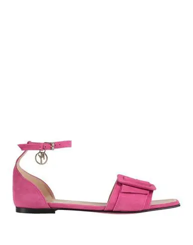 MANILA GRACE Suede Sandals With Buckle Detail - Fuchsia