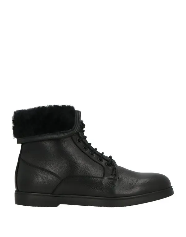 BALDININI Leather Ankle Boots With Shearling Trim