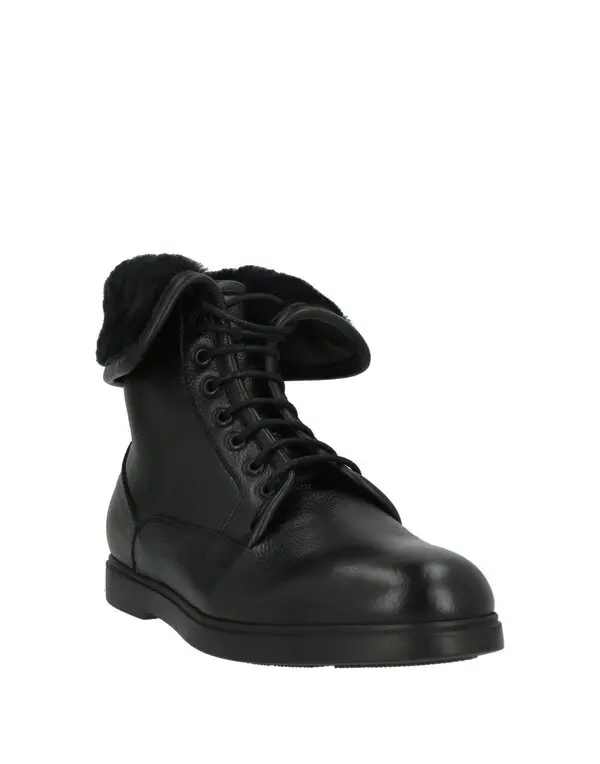 BALDININI Leather Ankle Boots With Shearling Trim