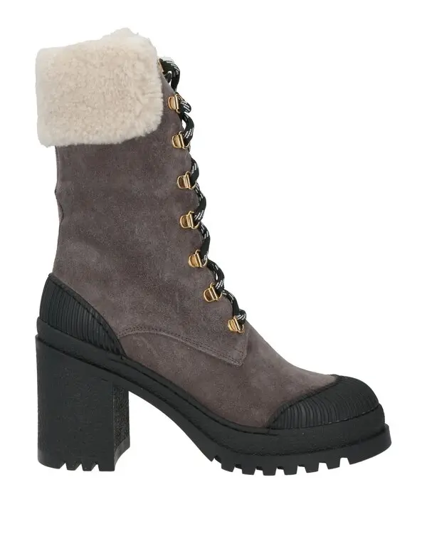 POLLINI Leather Ankle Boots With Shearling Lining