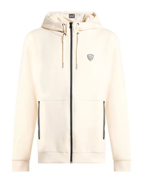 EA7 Sweatshirt With Hood And Zip Closure - White