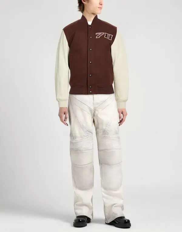 DIESEL® Wool, Nylon, And Cow Leather Varsity Jacket