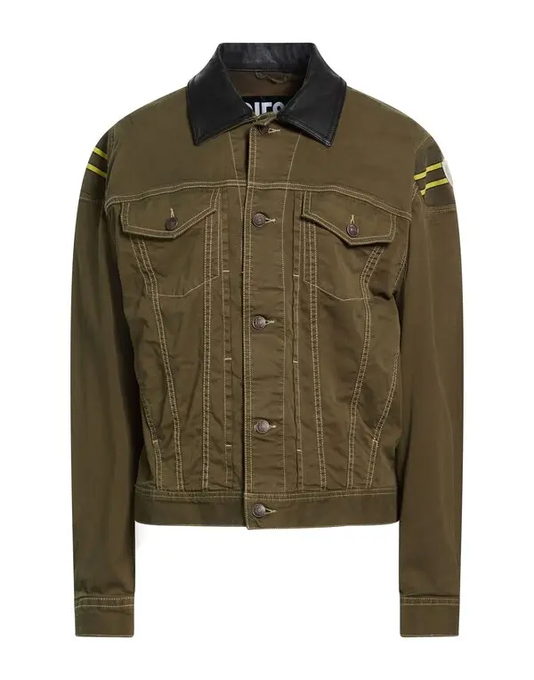 DIESEL® Cotton And Elastane Jacket With Goat Skin Accents