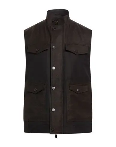 Isaia Vest In Dark Wool And Polyamide