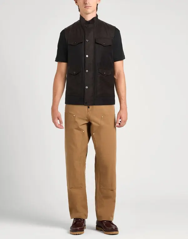 Isaia Vest In Dark Wool And Polyamide