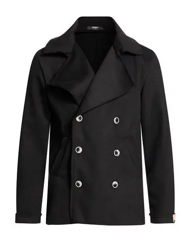 TAKESHY KUROSAWA Double Breasted Pea Coat With Herringbone Pattern - Black