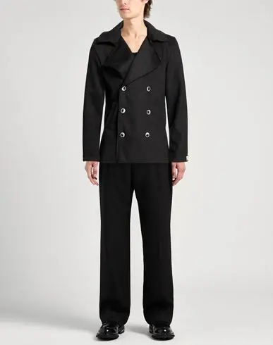 TAKESHY KUROSAWA Double Breasted Pea Coat With Herringbone Pattern - Black