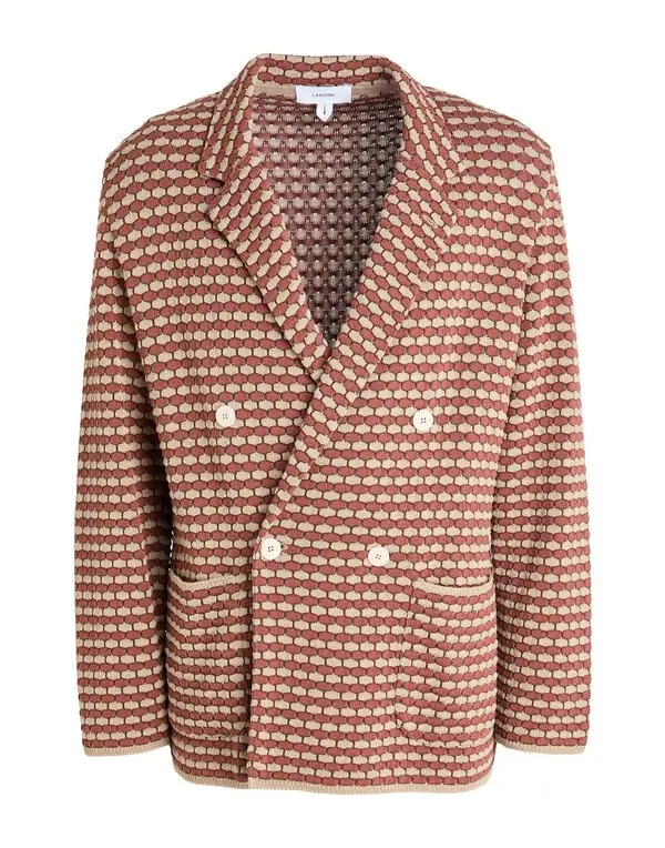 LARDINI Multicolor Intarsia-knit Cotton Double-breasted Blazer