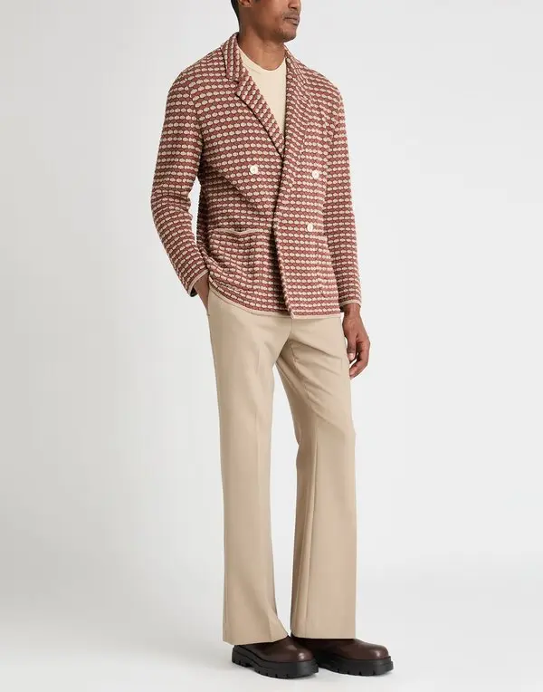LARDINI Multicolor Intarsia-knit Cotton Double-breasted Blazer