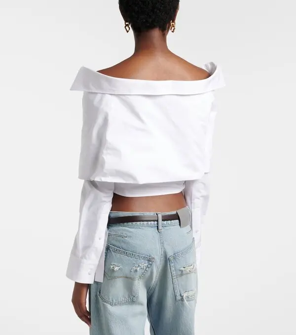 Balenciaga Off-shoulder Cotton Top - White