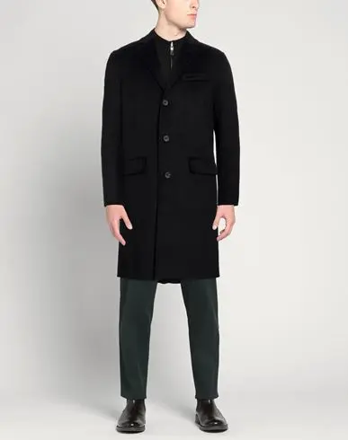 BRERAS MILANO Single-breasted Wool Blend Coat - Black