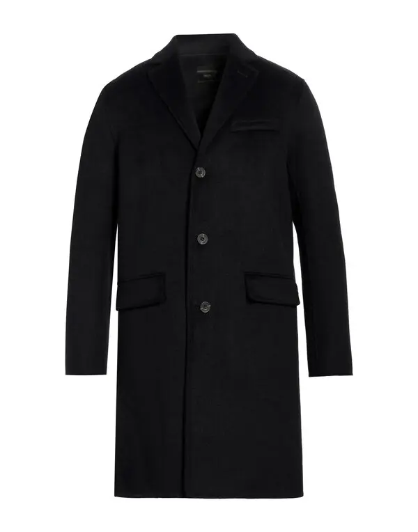 BRERAS MILANO Single-breasted Wool Blend Coat - Black