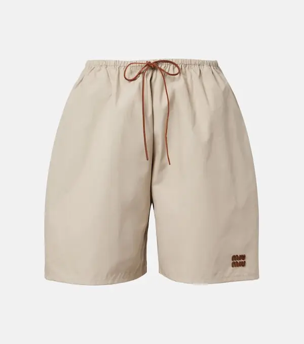 Miu Miu Cotton-blend Bermuda Shorts - Beige