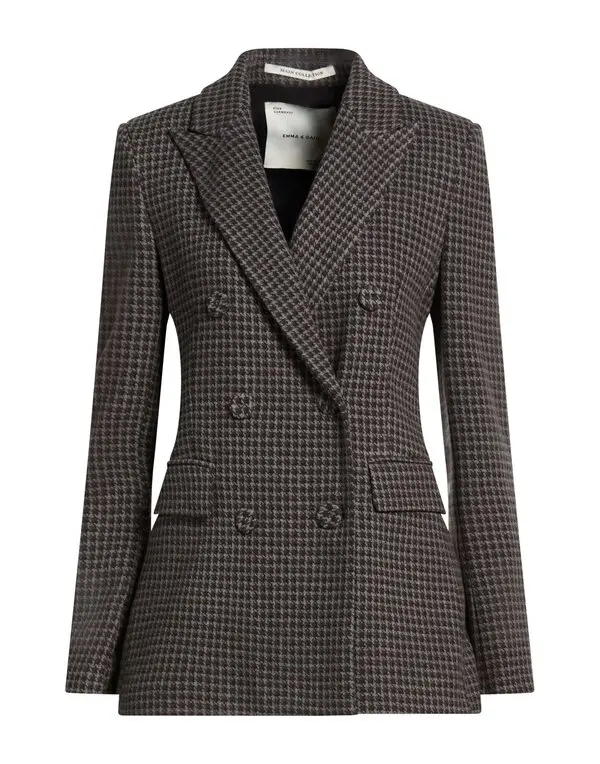 EMMA & GAIA Double-breasted Houndstooth Blazer
