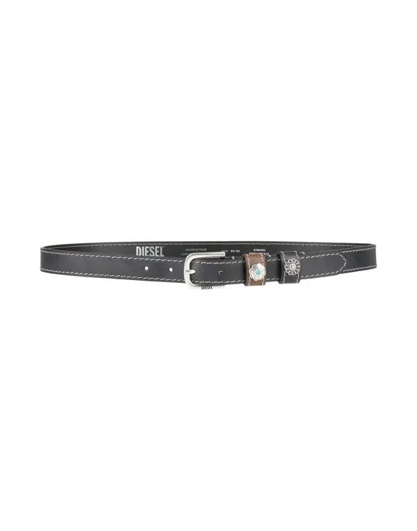 DIESEL® Leather Belt With Appliqués - Black