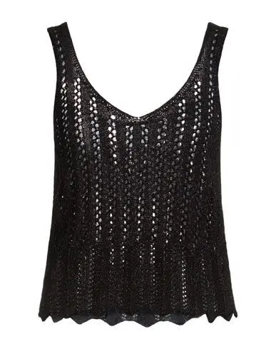 KAOS Viscose And Metallic Fiber Knit Top - Black