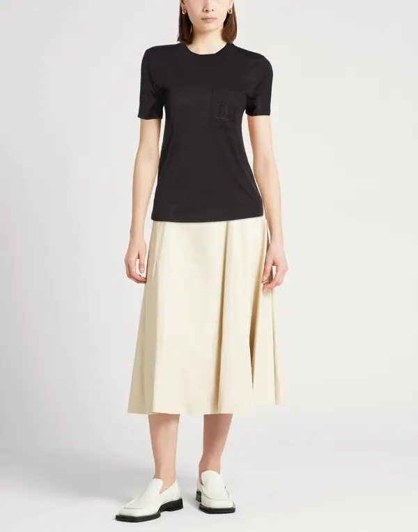 Max Mara Cotton T-shirt With Embroidered Logo Pocket - Black