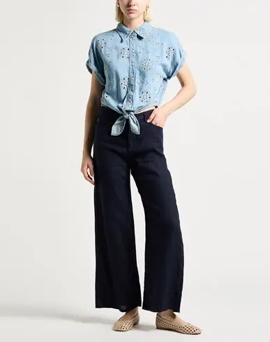 Guess Embroidered Lyocell And Cotton Denim Shirt