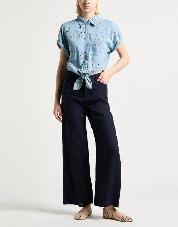 Guess Embroidered Lyocell And Cotton Denim Shirt