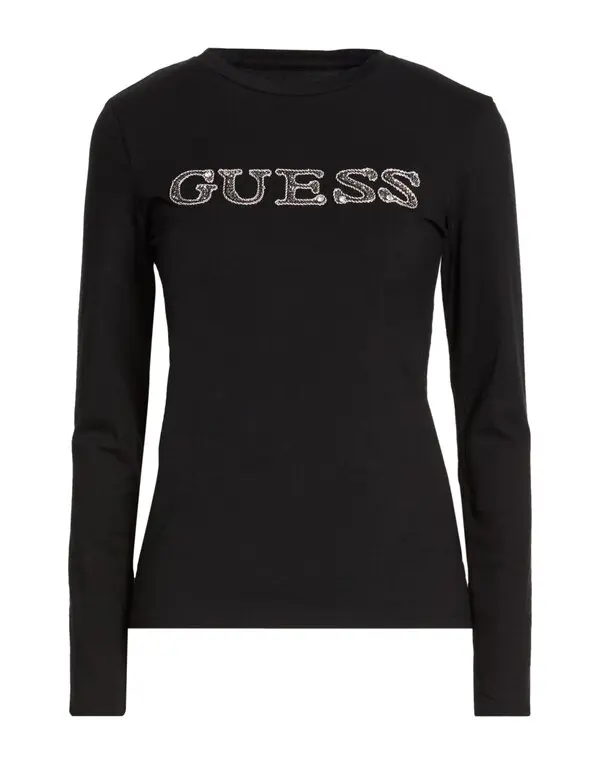 Guess Embellished Logo Long Sleeve Cotton T-shirt