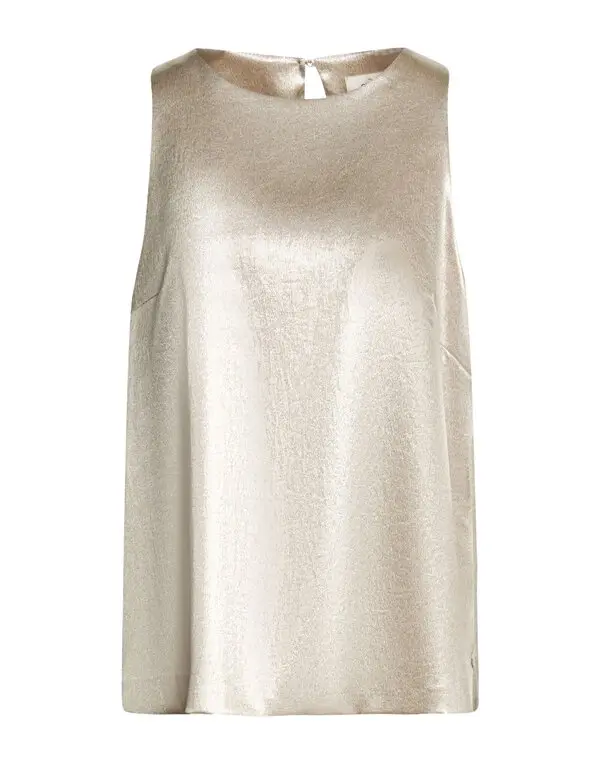 OTTOD'AME Sleeveless Crewneck Lamé Top