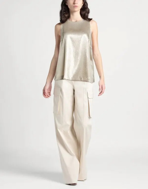 OTTOD'AME Sleeveless Crewneck Lamé Top