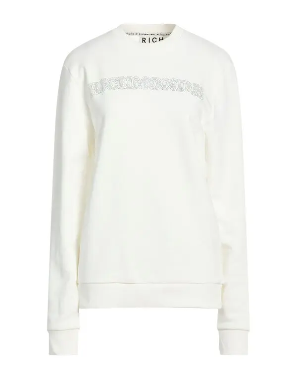 RICHMOND X Cotton And Polyester Sweatshirt With Crystal Appliqu - Ivory