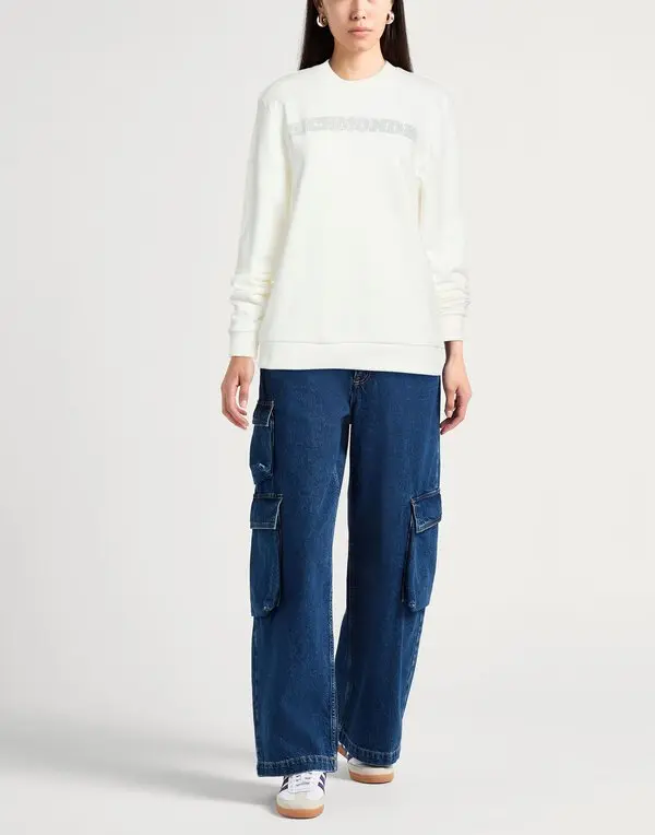 RICHMOND X Cotton And Polyester Sweatshirt With Crystal Appliqu - Ivory