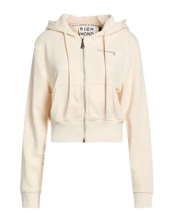 RICHMOND X Zip Up Hooded Sweatshirt - Cream