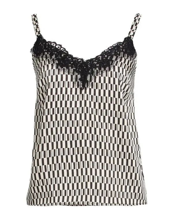 GAËLLE PARIS Camisole With Geometric Print And Lace Trims