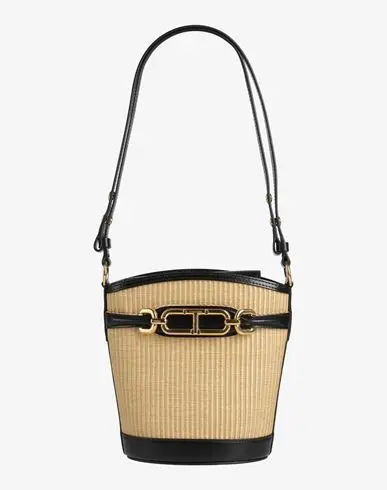 TOM FORD Cow Leather And Raffia Bucket Bag