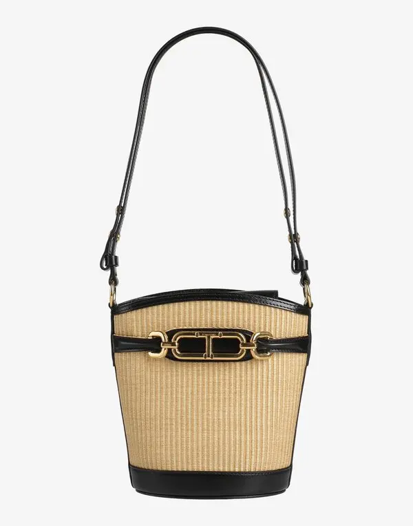 TOM FORD Cow Leather And Raffia Bucket Bag