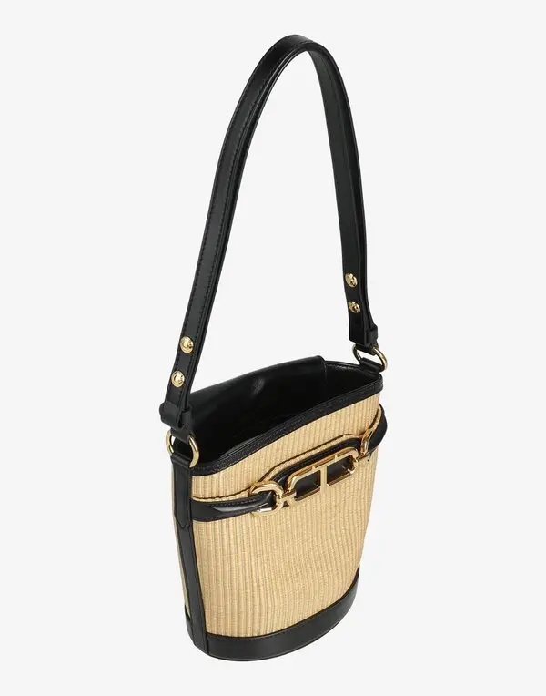 TOM FORD Cow Leather And Raffia Bucket Bag