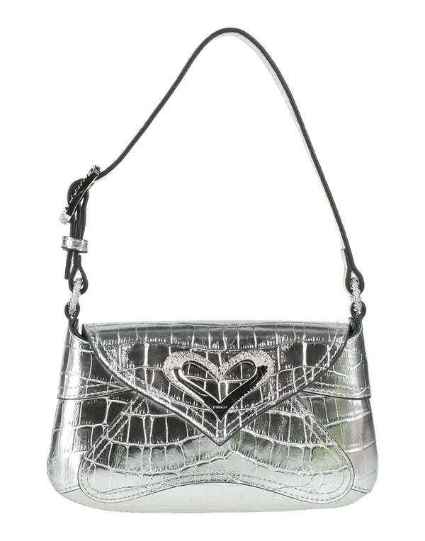 Pinko Metallic Crocodile-embossed Leather Baguette Bag