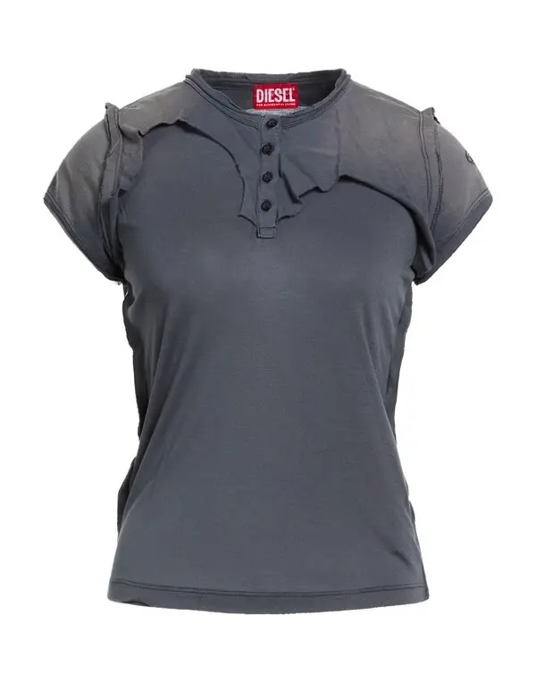 DIESEL® Henley T-shirt With Ruffle Detail