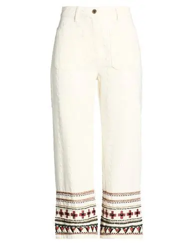 Elisabetta Franchi Wide-leg Jeans With Embroidered Appliqués - Ivory