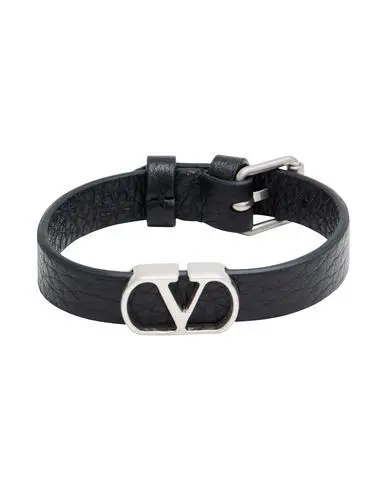 Valentino Garavani Leather Logo Embellished Buckle Fastening Bracelet - Black