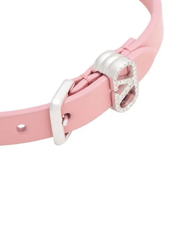 Valentino Garavani Leather Bracelet With Crystal Embellishments - Pink