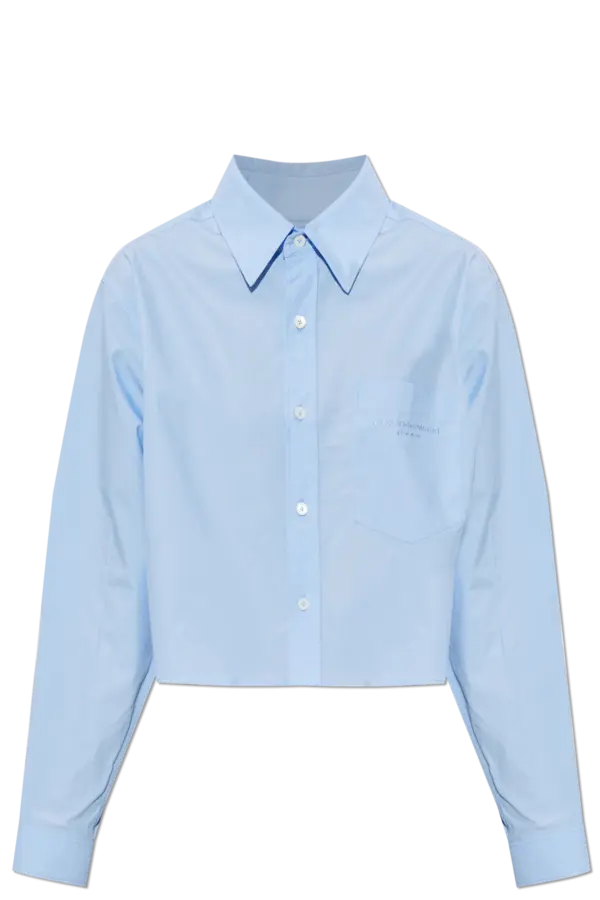 Alexander Wang Cropped Cotton Shirt With Embroidered Logo