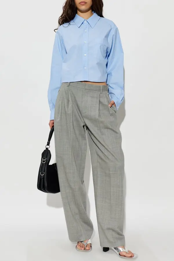 Alexander Wang Cropped Cotton Shirt With Embroidered Logo