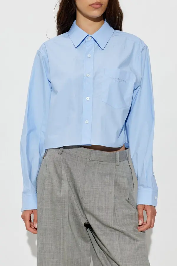 Alexander Wang Cropped Cotton Shirt With Embroidered Logo