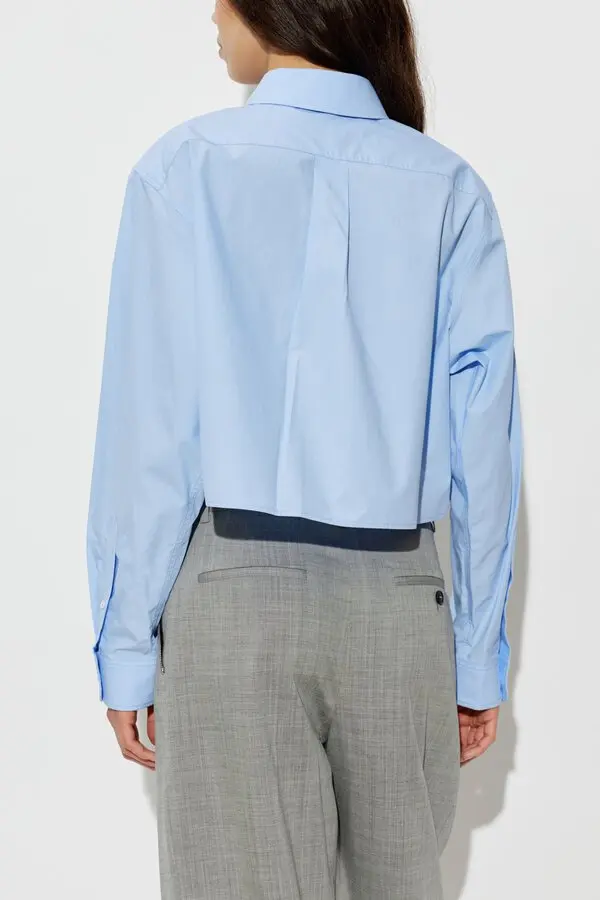 Alexander Wang Cropped Cotton Shirt With Embroidered Logo