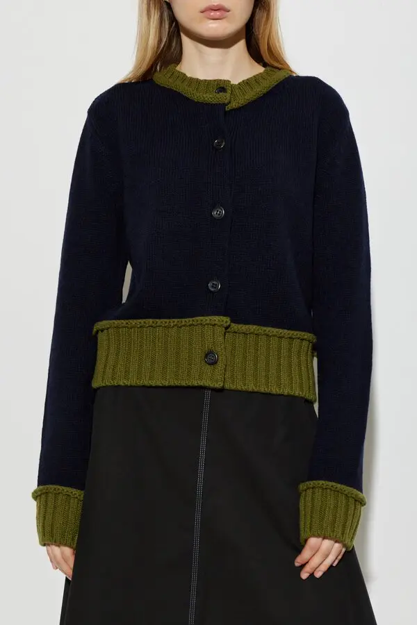 Marni Wool Cardigan With Olive Green Trim