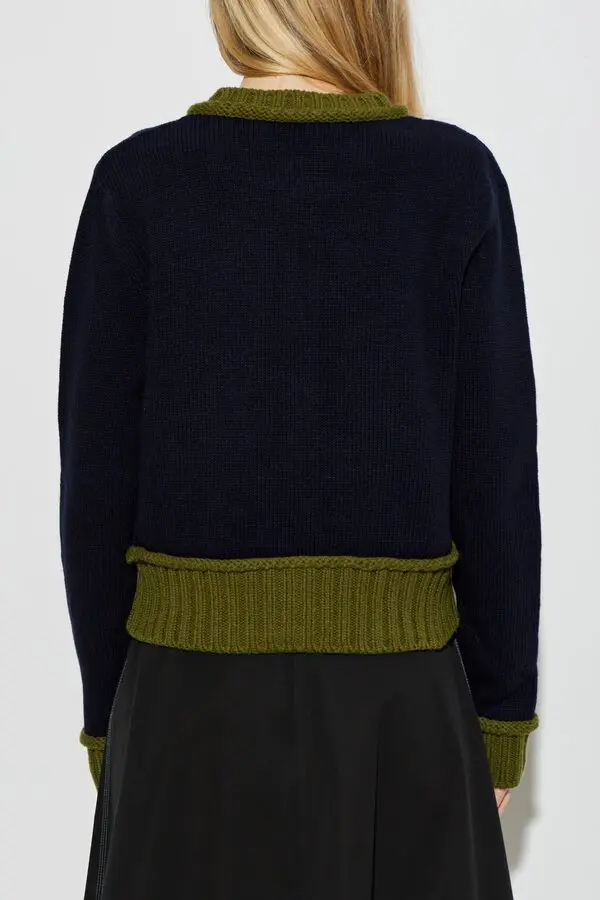 Marni Wool Cardigan With Olive Green Trim