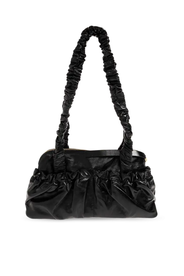 Marni Glossed Leather Bag With Ruched Handles