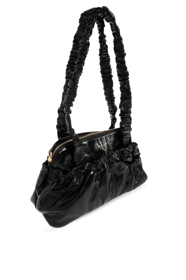 Marni Glossed Leather Bag With Ruched Handles