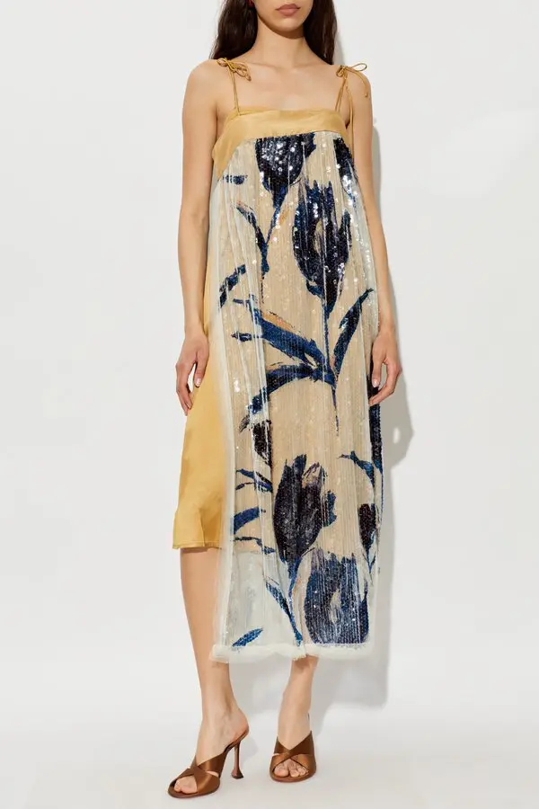 Munthe Nara Sequin Embellished Floral Midi Dress