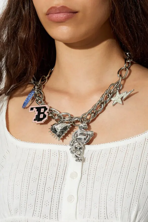 A BATHING APE Tone Link Chain Necklace With Mixed Charms